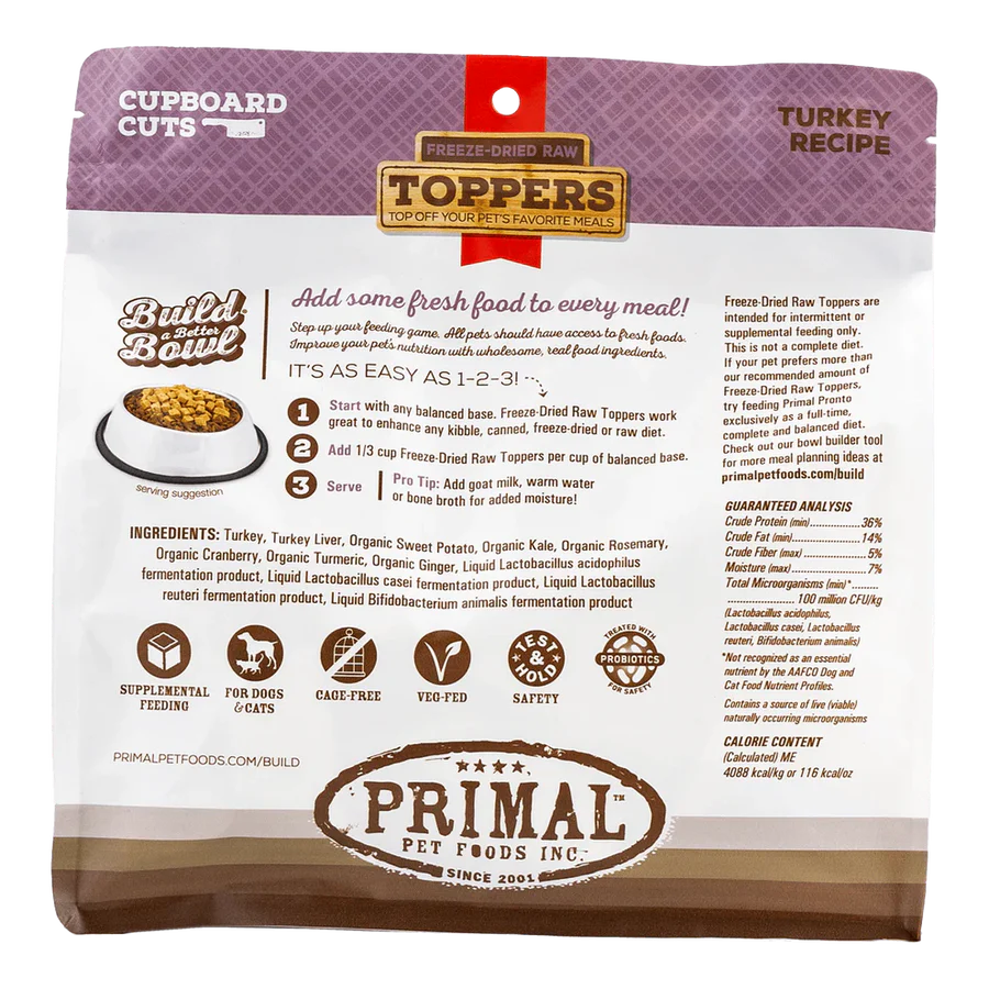 PRIMAL - Topper - Freeze-Dried - Cupboard Cuts - Turkey – maplepaw